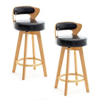 Generic Drehbare Barhocker mit Gepolsterten Sitzen Aus Pu-Leder, Runde Holz-Thekenhocker f&uuml;r K&uuml;che Und Essbereich, Einfache Montage