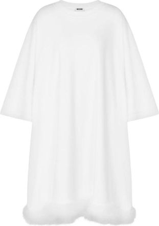 Moschino Femme, Robes, Blanc, Taille: 40 FR Embellished Heavy Cotton Dress