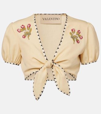 Valentino Besticktes Cropped-Top Plus De Pois