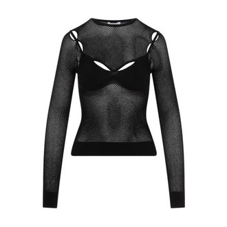 Off-white Net Arrow Bralette Top - - Tops - Damen - Schwarzk - S