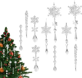 Generico Eiszapfen f&uuml;r Weihnachtsbaum, 10 St&uuml;ck, Weihnachtsdekoration, Party, Eiszapfen und Schneeflocke f&uuml;r Weihnachtsbaum, f&uuml;r Fenster, T&uuml;r, Schlafzimmer, In