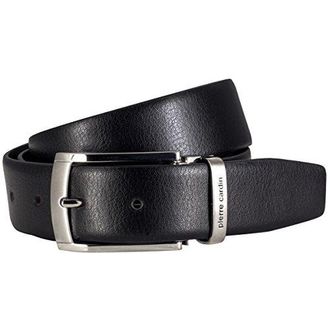 Pierre Cardin Ceinture Homme en Cuir de Vachette, 35 mm Large et 3,8 mm Fort, Ajustable, Classique, Noir, Taille 115
