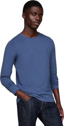 Tommy Hilfiger Herren Langarmshirt Stretch Slim Fit Baumwolle, Blau (Aegean Sea), 3XL