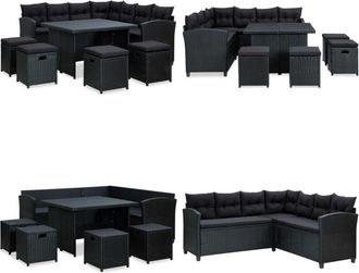vidaXL 6-tlg. Garten-Lounge-Set mit Auflagen Poly Rattan Schwarz - Gartensessel - Loungesessel - Gartenm&ouml;bel - Outdoorm&ouml;bel - Rattanm&ouml;bel - Home & Living