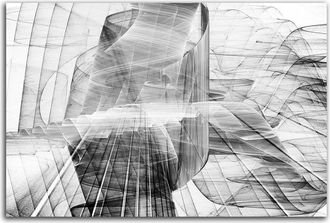 Paul Sinus Art Blasse Sehnsucht - Abstrakt378_60x80cm Bild auf Leinwand Abstraktes Motiv einteiliges Dekobild schwarz wei&szlig; grau Kunstdruck auf Keilrahmen