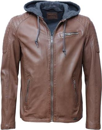 Mustang Jeans Veste en cuir pour homme 31021507, cognac, L