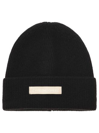 Zwillingsherz Damen Beanie Strickm&uuml;tze, Warme Winterm&uuml;tze mit Moin Patch, Modisches Accessoire f&uuml;r Fr&uuml;hling, Herbst und Winter (Schwarz)