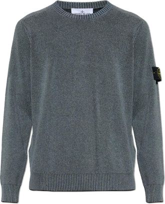 Stone Island Homme, Pulls, Gris, Taille: XL Pull Ras du Cou en Maille C&ocirc;tel&eacute;e