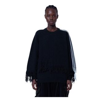 Yohji Yamamoto Gestrickter Pullover mit Fransen und 3 Streifen - - Knitwear - Damen - Schwarzk - L