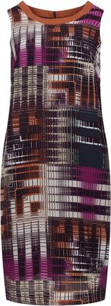 M&oacute;veis Conquista Satin Kleid mit geometrischem Print und Kontrast-Ausschnitt