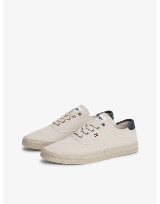 Tommy Hilfiger Baskets hybrides style espadrilles en toile et lin - Beige-Marron