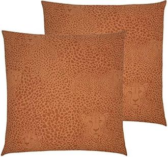 furn. Hidden Cheetah Twin Pack Polyester gefüllte Kissen, Baumwolle, Terrakotta, 50 x 50cm, 2