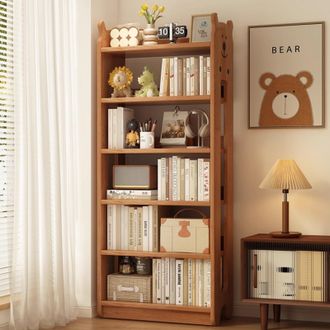 Generic Hohes Schmales Bücherregal, 3/4/5-stöckig, Offenes Bücherregal aus Holz for Schlafzimmer, Wohnzimmer, Klassenzimmer, Büro (60/80cm Breite)