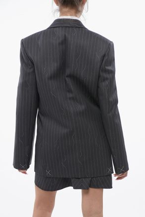 Off-white Tomboy-Fit-Blazer aus Schurwollmischung mit Nadelstreifen Off-White