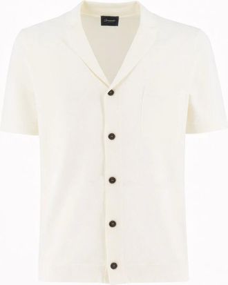 Drumohr Homme, Chemises, Blanc, Taille: 2XL Chemise Tricot Manches Courtes