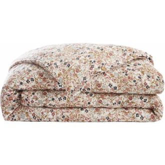 TERRE DE NUIT Terre De Nuit - Housse de couette gaze de coton imprim&eacute; floral rose 240x220