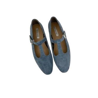 Generic JCVBN Chaussures plates Mary Janes &agrave; bride en T pour femme - Style d&eacute;contract&eacute; - Bout rond - Chaussures plates lolita, bleu, 37.5 EU