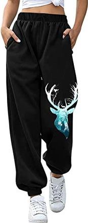 Generic Pantalon d&eacute;contract&eacute; &agrave; jambes larges pour femme - Pantalon habill&eacute; fluide imprim&eacute; pour les loisirs et le sport | Styles unis et &agrave; motifs, bleu, L