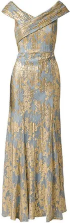 Adrianna Papell Abendkleid Foil Leaf Mermaid Gown Schimmerndes, knitteriges bodenlanges Kleid