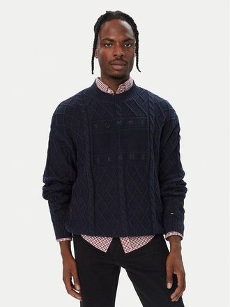 Tommy Jeans Pullover Flag DM0DM23614 Dunkelblau Relaxed Fit