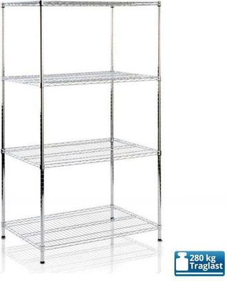 Floordirekt &Eacute;tag&egrave;re en m&eacute;tal Everest Chrom&eacute; 3/4/5 &Eacute;tag&egrave;res 90 x 45 x 160 cm Charge Max : 350 kg