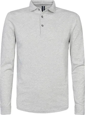 Profuomo Langarm-Poloshirt aus Baumwolljersey in