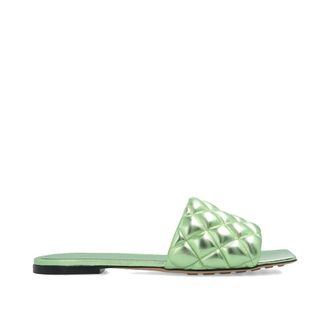 Bottega Veneta Bicolor Calfskin Flat Sandalen - - Shoes - Damen - Gr&uuml;n - 36 EU