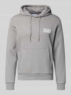 Jack & Jones Hoodie mit Label-Print und K&auml;nguru-Tasche