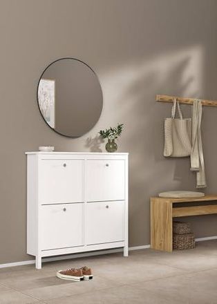 Dmora Schuhschrank Laurence, Schuhregal, Mehrzweck-Eingangsgarderobe, M&ouml;bel f&uuml;r Schuhe, 103x25 h103 cm, Wei&szlig;