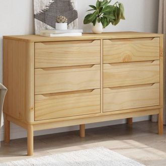 vidaXL Commode floro cire marron bois de pin massif Vidaxl