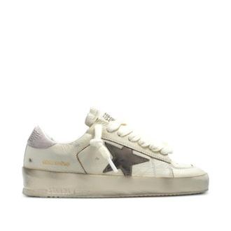 Golden Goose Femme, Chaussures, Blanc, Taille: 36 EU Baskets en Cuir Beige avec Bout Rond