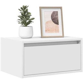 vidaXL Table de chevet murale avec lumi&egrave;res led blanc - Vidaxl