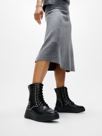 FitFlop Damen F-Mode Gem-Trim Leder Schn&uuml;rstiefeletten, Schwarz, 42 EU