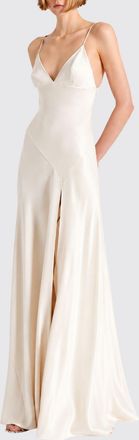Alberta Ferretti Langes Slip-Kleid aus Viskose mit vorderem Schlitz