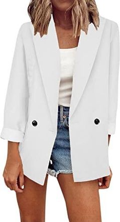 Generic Vestes d&eacute;contract&eacute;es pour femmes 2026 avec poche drap&eacute;e sur le devant, blanc, XXL