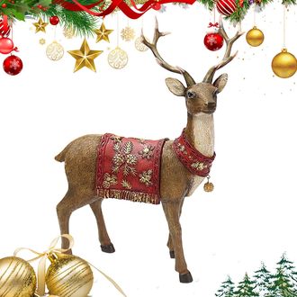Generic Rentier Statue Skulptur - Handgemaltes skandinavisches Dekor, Rustikales Weihnachts-Elch Ornament, solide Harz Handwerk Kunst, Desktop Regal Display |