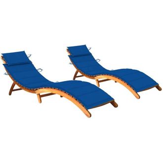 vidaXL Sonnenliegen 2 Stk. mit Auflagen Massivholz Akazie vidaXL