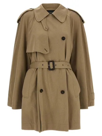 Balenciaga Double-Breasted Cotton Trench Coat - Beige