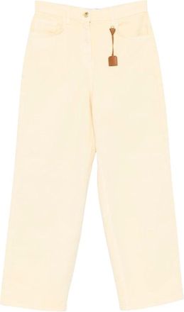 Elisabetta Franchi Femme, Jeans, Jaune, Taille: W28 Jean en coton teint avec breloque logo