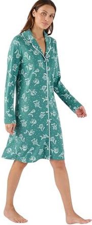 Damart Chemise De Nuit Boutonn&eacute;e Thermique Thermolactyl Femme Vert Imprim&eacute; Taille 54-56 (XXL) 97 Cm