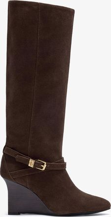 Ganni Hoher Kat-Stiefel aus Wildleder in Braun