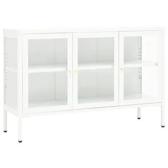 vidaXL Credenza Bianca 105x35x70 Cm In Acciaio E Vetro Vidaxl