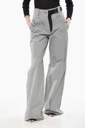 Ferragamo Palazzo-Hose Aus Baumwollmischung Mit Lederdetail Salvatore Ferragamo
