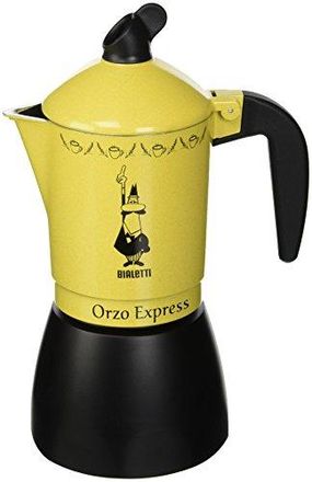 Bialetti 5334 Moka Orzo Express Caffettiera con Orziera, Alluminio, Giallo, 4 Tazze, Yellow