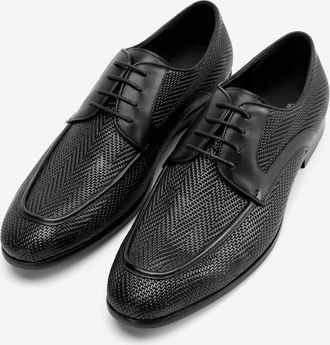 Wittchen Herren-Derbyschuhe aus echtem Leder mit Flechtmuster, schwarz