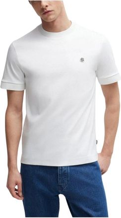HUGO BOSS Homme, Tops, Blanc, Taille: M T-shirt coupe regular avec monogramme Double B