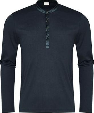 Mey Mey Herren Longsleeve blau Baumwolle unifarben