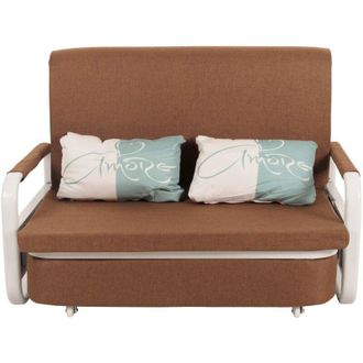 Hhg Neuwertig] Schlafsofa HHG 525, Schlafcouch Couch Sofa, Schlaffunktion Bettkasten Liegefl&auml;che, 130x185cm Stoff/Textil braun