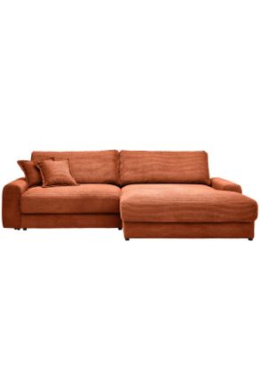 CARRYHOME Ecksofa, Terracotta, Textil, 3-Sitzer, F&uuml;llung: Schaumstoff,Hohlfaser, Ottomane rechts, L-Form, 300x180 cm, R&uuml;cken echt, Wohnzimmer, Sofas & Couches, 