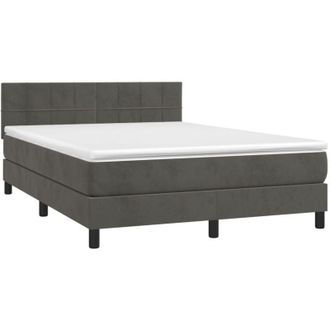vidaXL Boxspringbett mit Matratze Dunkelgrau 140x200 cm Samt Vidaxl
